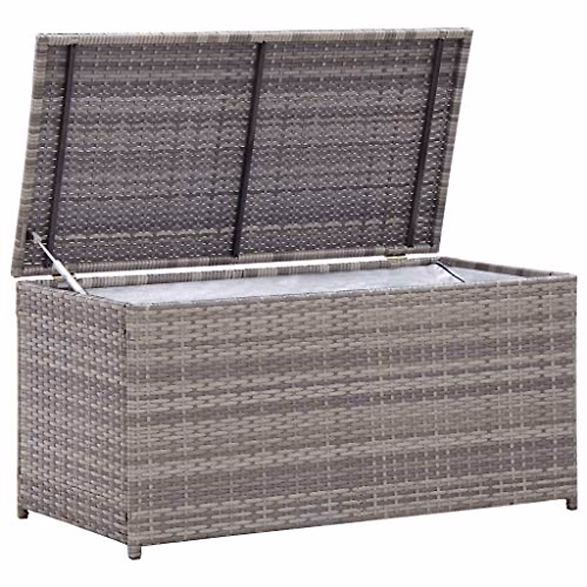 Large Poly Rattan Deck Box Outdoor Storage Boxes for Patio Furniture, Outdoor Cushions, Garden Tools and Pool Supplies-Waterproof,39.4"x19.7"x19.7" Gray