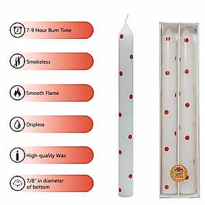 Taper Candle Handcrafted Candle Sticks - Gedengni 10'' Dot Tapered Candles White Candlestciks Unscented Wax Candles for Wedding Home Holiday Decor