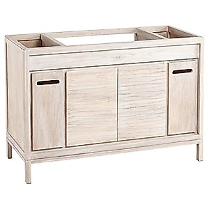 Signature Hardware 953275-48-RUMB-8 Becker 48" Free Standing Single Vanity Set with Teak Cabinet, Vanity Top, and Rectangular Undermount Vitreous China Sink - 8" Faucet Holes