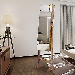 Yone jx je Jewelry Display Stands,LED Light Jewelry Cabinet Armoire,Standing Mirror Makeup Lockable Large Storage Organizer w/Drawers,For Living Room Or Bedroom (Antique)