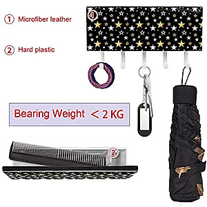 White & Gold Stars Hooks Wall Mounted, Self Adhesive Towel Key Hook up, Coat and Hat Hook Rack, 7 Inches Durable Hanger Hooks