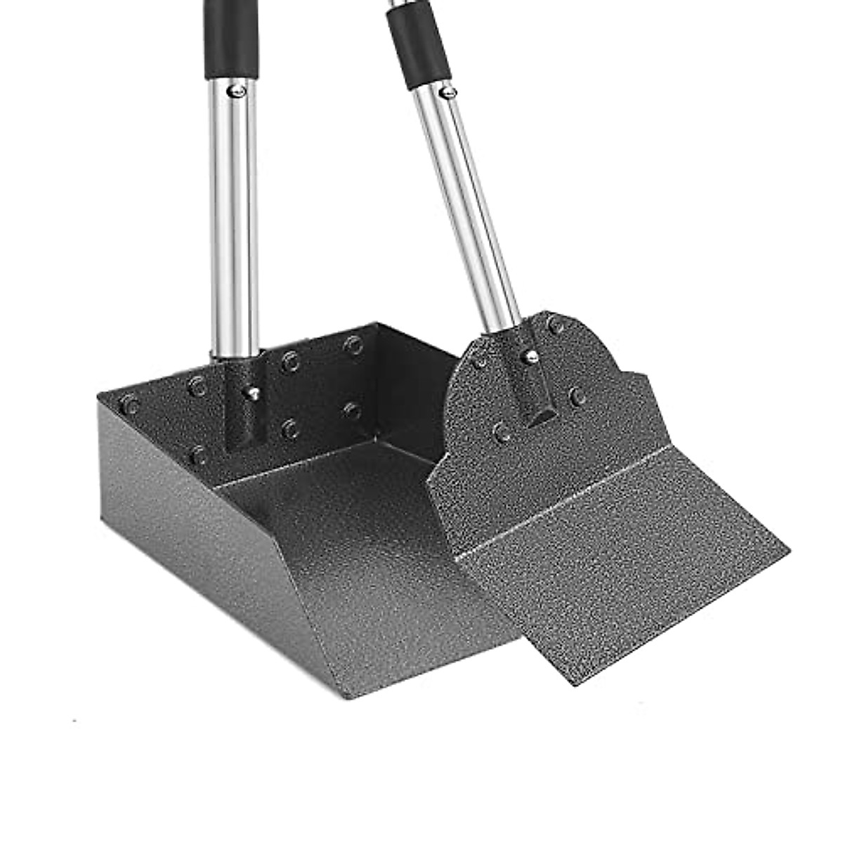 LUFFWELL Pooper Scooper, Metal Aluminum Tray and Spade Poop Scoop Set with Adjustable Stainless Steel Long Handle, Pet Waste Removal Heavy Duty Poop Scooper (Small Tray&Spade)