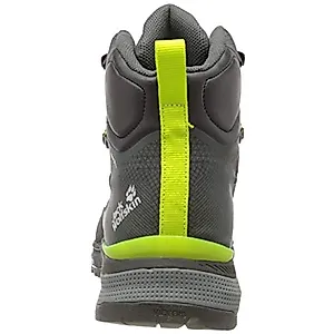 Jack Wolfskin Men's Force Striker Texapore Mid Hiking Shoe Boot, Dark Grey/Lime, 10