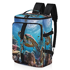 Sea Turtle Colorful Coral Reef Gym Duffle Bag for Traveling Sports Tote Gym Bag with Shoes Compartment Water-resistant Workout Bag Weekender Bag Backpack for Men Women