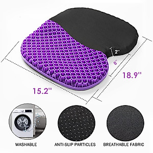 Enhanced Full Gel Seat Cushion for Sitting - Hip, Coccyx, Sciatica, Pressure Sores Tailbone Pain Relief Pad, Seat Cushion for Car, Wheelchair, Desk, Stadium - Office Cushion for Pressure Relief