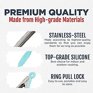 Silicone Kitchen Tongs for Cooking with Silicone Tips, Heat Resistant Tongs for Serving Food, 7-Inch, 9-Inch, 12-Inch Locking Silicone Tongs, Set of 3 Salad Tongs, Aqua Sky Kitchen Utensils