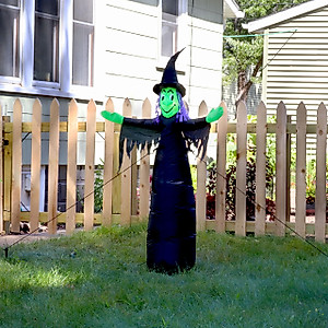 Sunnydaze 5' Wendolyn The Wicked Witch Inflatable Outdoor Halloween Decoration - Built-in Fan Blower and 2 LED Lights