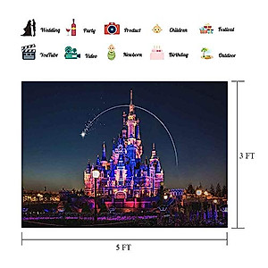EOA 5(W) x3(H) FT Disneyland Castle Backdrop for Birthday Party Supplies Disney Night Park Photography Background Baby Shower Children Portrait Cake Table Photo Booth Props