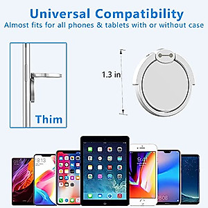 VOVIGGOL Cell Phone Ring Holder Finger Kickstand, 360° Rotation Cute Phone Ring Grip Phone Ring Stand Metal Phone Ring for Car Mount Magnetic Compatible with All Smartphones (Silver)