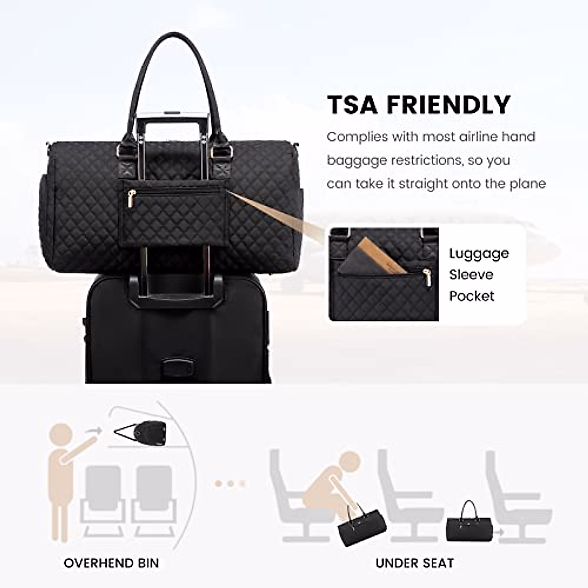JFFD Travel Duffle Bag, Weekender Bag for Women, Carry on Overnight Bag with Shoe Compartment, Gym Duffel Bag with Wet Pocket, Mommy Hospital Bags for Labor and Delivery