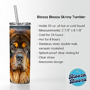 Tibetan Mastiff Dog Photo Skinny Tumbler 20oz with Straw Insulated Water Bottle Gift