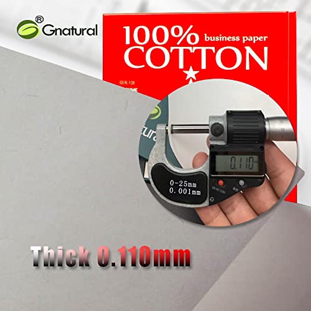 100% Cotton Paper，8.5 x 11 inch Business Paper, 24lb Inkjet Laser Printing Paper, White Color Waterproof Watermark Paper - 100 Sheets Low Starch