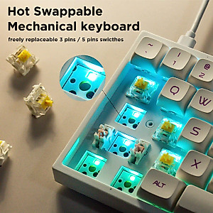 YUNZII KC68 Hot Swappable Mechanical Keyboard 68-Key Gaming Keyboard with NKRO, RGB Backlit for Mac/Win/Gamers (Gateron Black Switch, Lavender)