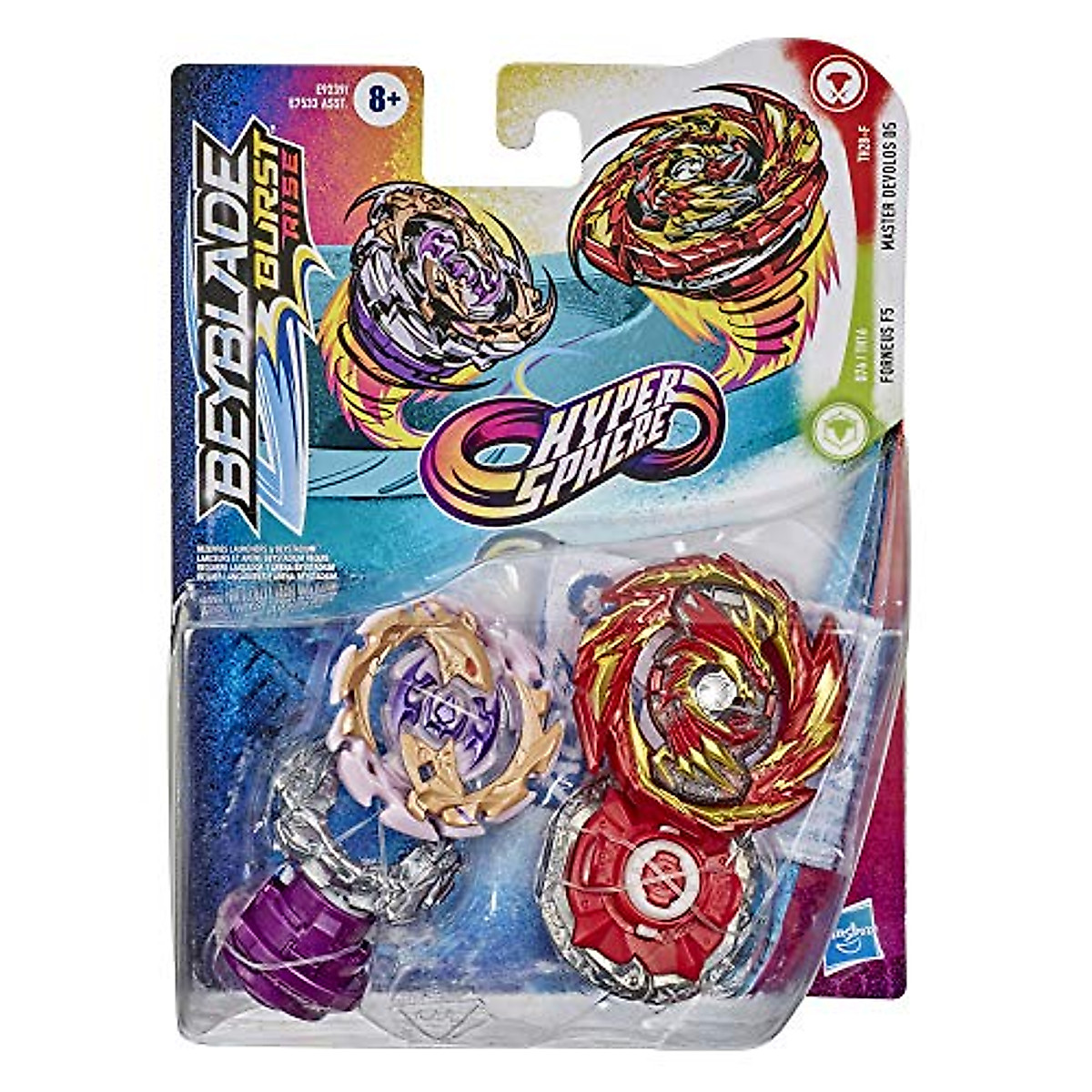 BEYBLADE Burst Rise Hypersphere Dual Pack Master Devolos D5 and Forneus F5-2 Right-Spin Battling Top Toys, Ages 8 and Up