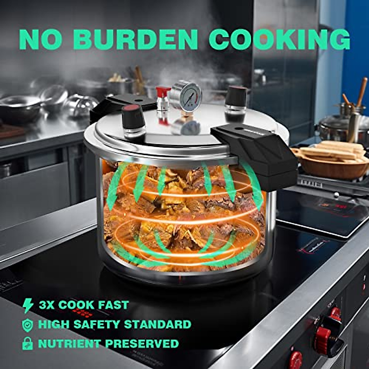 Wantjoin Pressure Cooker, Commercial Aluminum canner Pressure Cooker, Silver,16 Quart (15L)