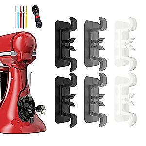 6PCS Cord Organizer for Appliances, Enhanced Design & Stronger Stickiness Cord Holder Cord Wrapper, Kitchen Appliance Cord Winder Stick on Stand Mixer, Coffee Maker, Air Fryer(Free 5PCS Cable Ties)