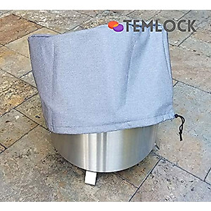 Temlock Cover Compatible with Breeo Fire PitxSeries 24 or Double Flame 24-Fits Standard or Sear Plate Model-Outdoor Water-Resistant Fire Bowl Protective Cover FPC-2400,Gray,24-inch fire pit