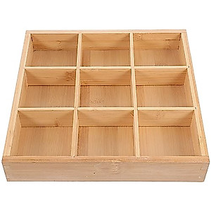 DOITOOL Divided Serving Tray Wooden Square 9 Compartments Serving Platter Sushi Plate Nut Candy Snack Storage Trays Ottoman Tray for Home Restaurant