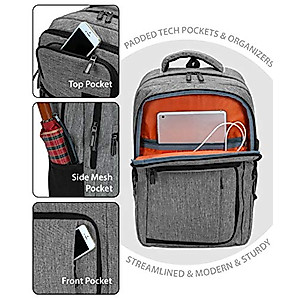Rockland Slim Pro USB Laptop Backpack, Grey, Large