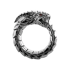 Punk Dragon Ring,Dragon Ring for Men,Gothic Rose Gold Dragon Head Ring Punk Stone Dragon Ring for Boys Hip Hop Retro Rock Dragon Animal Jewelry Size 6-12 (A, 9)
