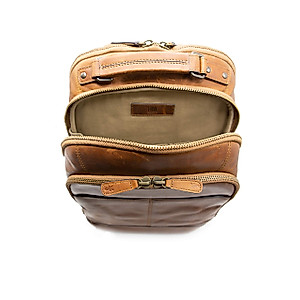 Frye mens Logan Multi Zip Backpack, Cognac, One Size US