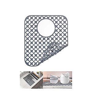 Sink Protectors for Kitchen Sink, SCITURE Sink Mats for Kitchen Stainless/Ceramic Sinks, Folding Non-slip Kitchen Sink Mat, Heat Resistant Silicone Sink Mat (1 Pcs, Grey, 13.58 ''x 11.6 '')