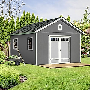 Handy Home Products Scarsdale 12x16 Do-it-Yourself Wooden Storage Shed Tan