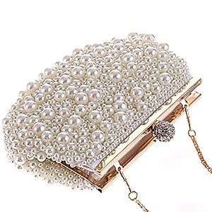 Montip Lynn Evening Wedding Clutch Handbag Pearl Bag Dress Dinner Bag Small Purse Bridesmaid Handbag White