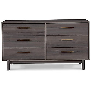 Signature Design by Ashley Brymont Mid-Century Modern 6 Drawer Dresser, Dark Gray