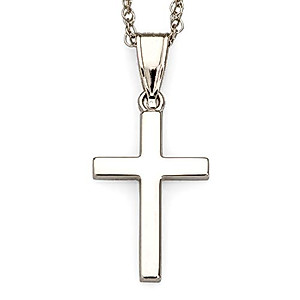 14kt White Gold Cross Pendant Necklace. 18 inches