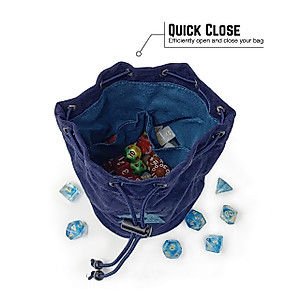 Dundra Multipocket Dice Bag - DND Velvet Pouch - Large Dice Bags for D&D with Pockets - Soft Case for RPG Dice Storage - Drawstring Pouches for Role Playing Games Dice Set - Polyhedral Dice Holder Bag