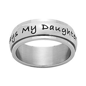 Beads & Pearls Jewelry 7mm Stainless Steel Women's Spinner Ring - Always My Daughter Forever My Friend Daughter's Ring, Spinner Ring Anxiety & Stress Relief, Size 6