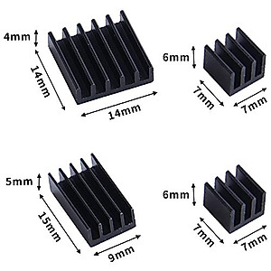 GeeekPi Heatsink for Raspberry Pi 4, Aluminum Heatsinks with Thermal Conductive Adhesive Tape for Raspberry Pi 4 Model B (Raspberry Pi Board is Not Included) (5 Pack Black)