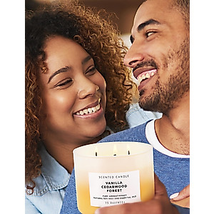 Vanilla Cedarwood Forest Candle - Large 3 Wick Scented Candle - Winter Balsam Fir Candle with Clove & Cedar - Natural Soy Candle for Home 15.8 oz - Aromatherapy Holiday Candle Gift for Women & Men