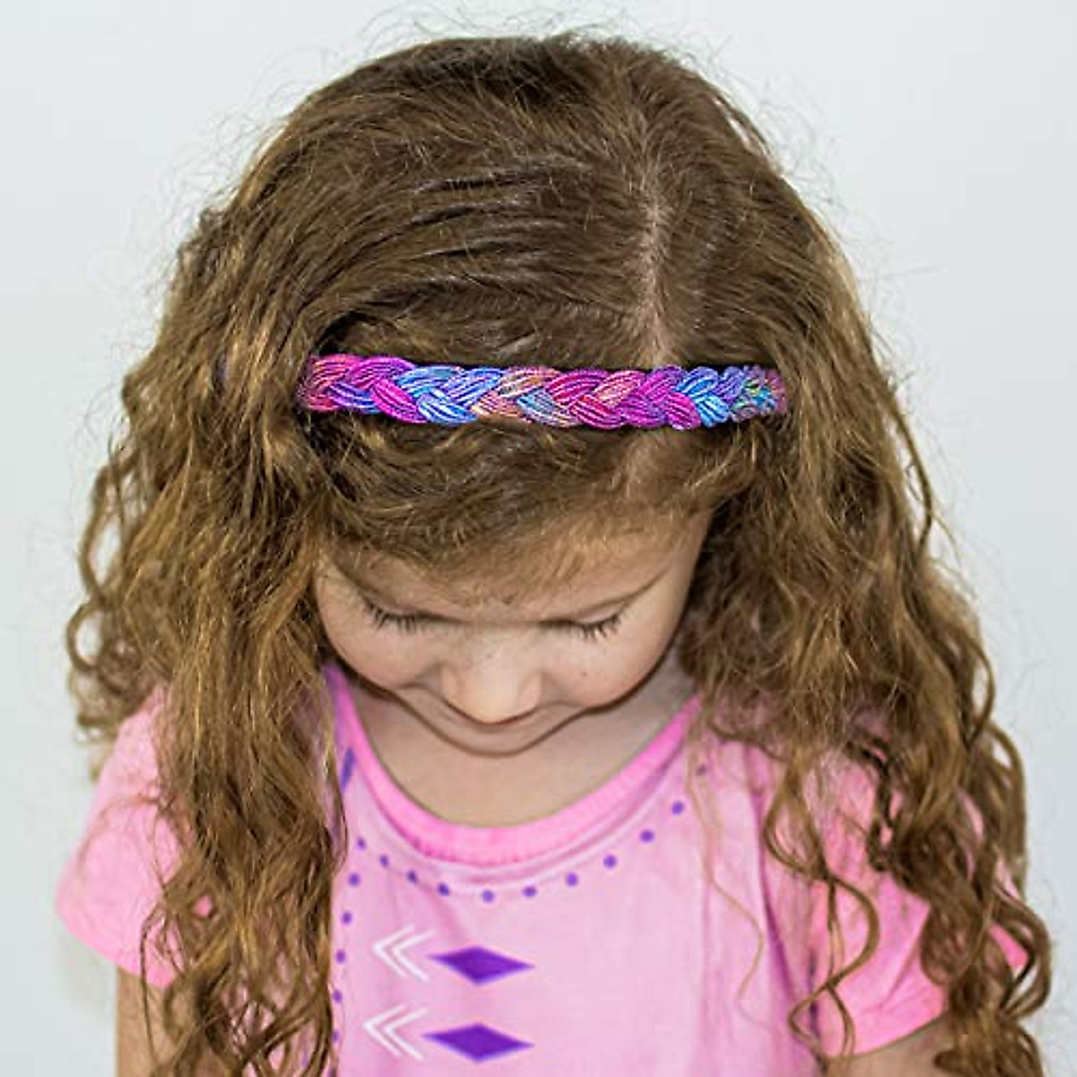 FROG SAC 2 Braided Headbands For Girls, Tie Dye Mermaid Headband for Kids, Metallic Braid Head Band Hair Accessories, Cute Rainbow Unicorn Party Favors