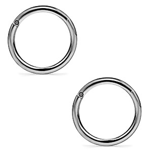 SCERRING 2PCS 14G G23 Titanium Hinged Clicker Segment Septum Nose Lip Ring Hoop Cartilage Tragus Sleeper Earrings Body Piercing Jewelry 12mm
