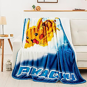 Northwest Pokemon Pikachu Bolt Oversized Silk Touch Sherpa Throw Blanket, 60" x 80"