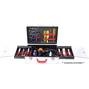 JC Barber 6 Clippers Sliding Tray Hard Travel Storage Case Organizer for Hair Stylist Supplies Combs Shears Trimmers Scissors. Professional Barber Travel Suitcase. Salon Hair Cutting Grooming Kit