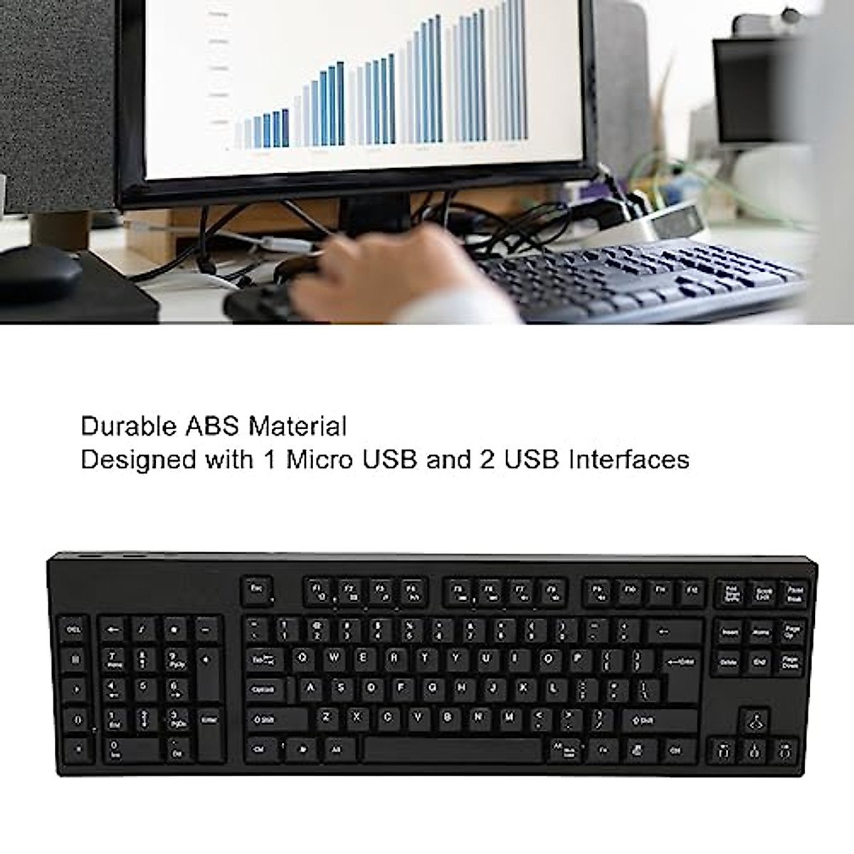 GOWENIC 109 Keys Left Handed Keyboard, Multimedia USB Ergonomic Keyboard, Plug and Play Office Keyboard, Reduce Back and Shoulder Strain to Improve Posture