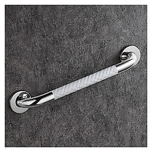 Safety Handrail Bathroom Rug with Non-slip Grips, Towel Holder, Stainless Steel Bath Grab, Assist Safety Support Handle, for Toilet Kitchen Stairs (Color: White, Size: 23 inches)