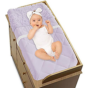 Sweet Jojo Designs Purple Floral Rose Girl Baby Nursery Changing Pad Cover - Solid Light Lavender Flower Luxurious Elegant Princess Vintage Boho Shabby Chic Luxury Glam High End Roses