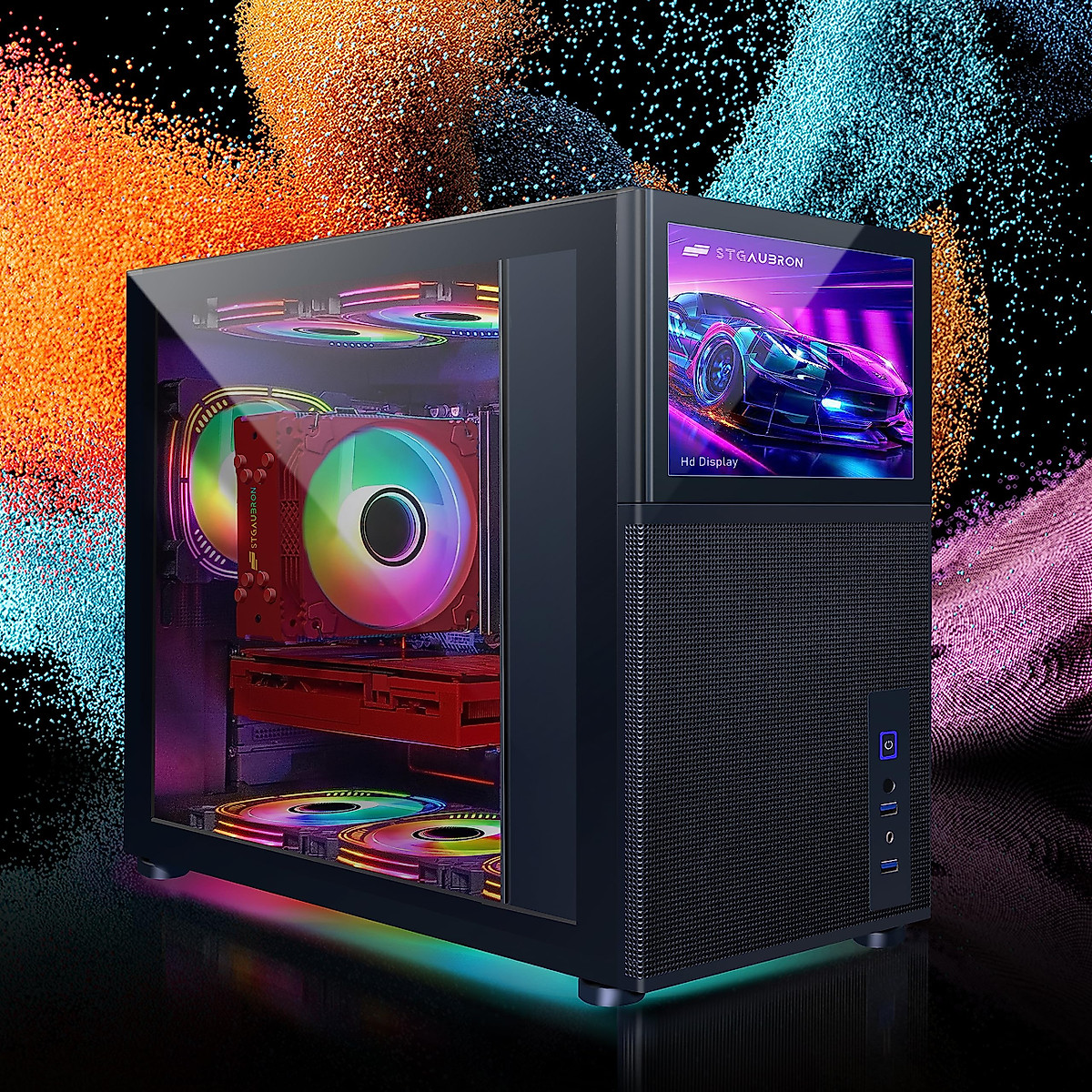 STGAubron Gaming Desktop PC,Intel Core i7-11700KF up to 5.0G,32G DDR4,2T SSD,GeForce RTX 3060 12G GDDR6,600M WiFi,BT 5.0,RGB Fan x 6,RGB Keyboard&Mouse,RGB Mouse Pad,W11H64