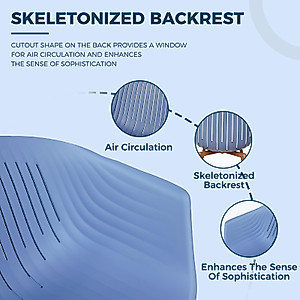 Grand patio Outdoor Dining Chairs Set of 4 Indoor Outdoor Modern Recycled Plastic Dining Chair, Rust Free Frame, Woodgrain Legs, Whale Modeling Design for Kitchen, Dining (Blue)