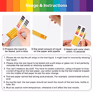 pH Test Strips, 480 Strips Full Range 1-14 Universal pH Test Litmus Paper pH Soap Making Testing Strips for Water Wine Saliva Urine Soil, 6 Pack pH Strips and 6 Test Pipette Droppers with Storage Case