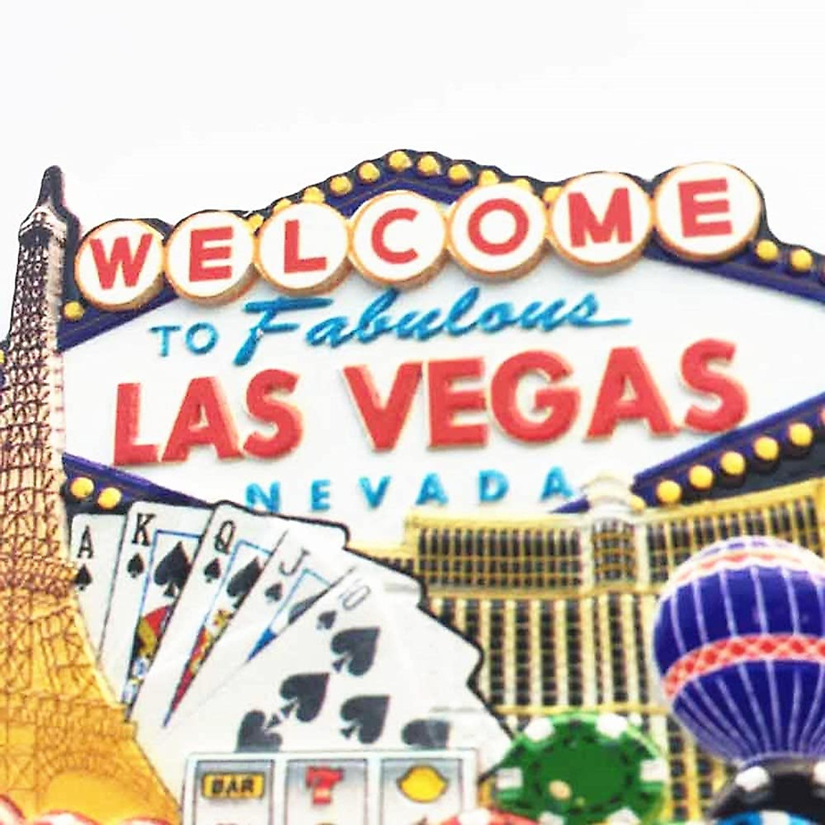 3D Las Vegas Skyline Fridge Magnet Home & Kitchen Decorative Magnetic Sticker, Classic Las Vegas Souvenir, Natural Resin Sign