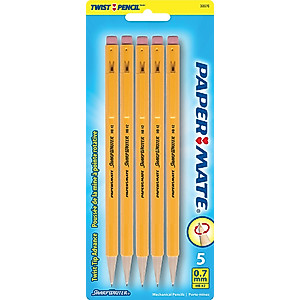 Papermate 30376BPP Sharpwriter Mechanical HB Pencil, 0.7 mm, Yellow, 5/Pack