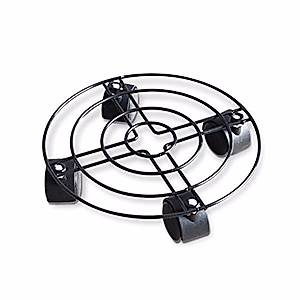 Newooh Metal Plant Caddy Heavy Duty Iron Potted Plant Stand with Wheels Round Flower Pot Rack on Rollers Dolly Holder Wheels Indoor Outdoor Planter Trolley Casters Rolling Tray Coaster 4 Wheels