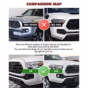 AUTOWIKI Fog Light Assembly For Toyota Tacoma 2016-2023 (Fits SR, SR5 Model Only) OEM Replacement Fog Lamps With Clear Lens 2pcs