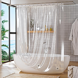 Titanker Clear Shower Curtain Liner, 72 x 72 Plastic Shower Liner Lightweight PEVA Shower Curtain Liner for Bathroom, Waterproof Shower Liner with Magnets and Rustproof Grommet Holes