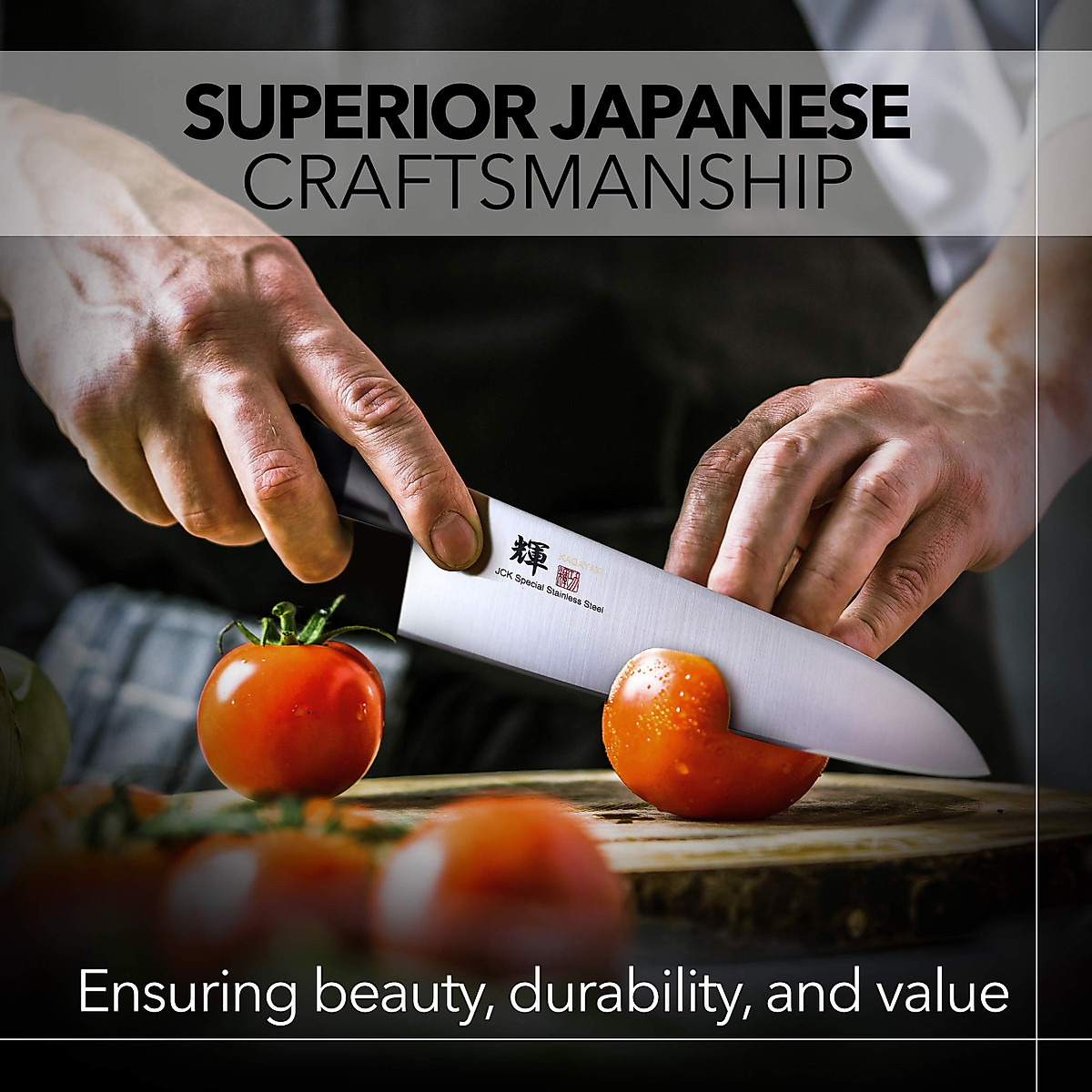 JCK ORIGINAL Kagayaki Japanese Chef’s Knife, KG-3ES Professional Santoku Knife, VG-1 High Carbon Japanese Stainless Steel Pro Kitchen Knife with Ergonomic Pakka Wood Handle, 7 inch